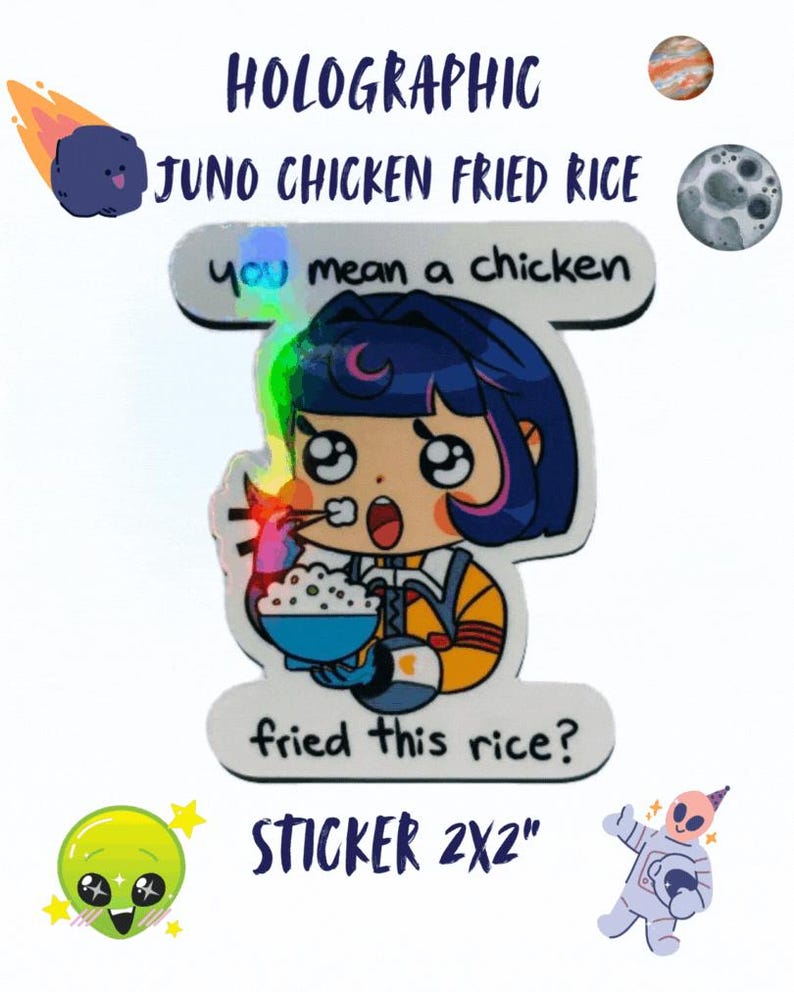Juno Overwatch Chicken Fried Rice Sticker Matte Sparkly Glitter ...