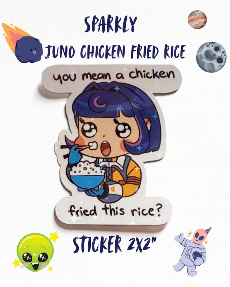 Juno Overwatch Chicken Fried Rice Sticker Matte Sparkly Glitter ...