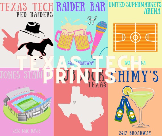 TTU Prints Texas Tech Prints Colorful Prints Digital Texas - Etsy