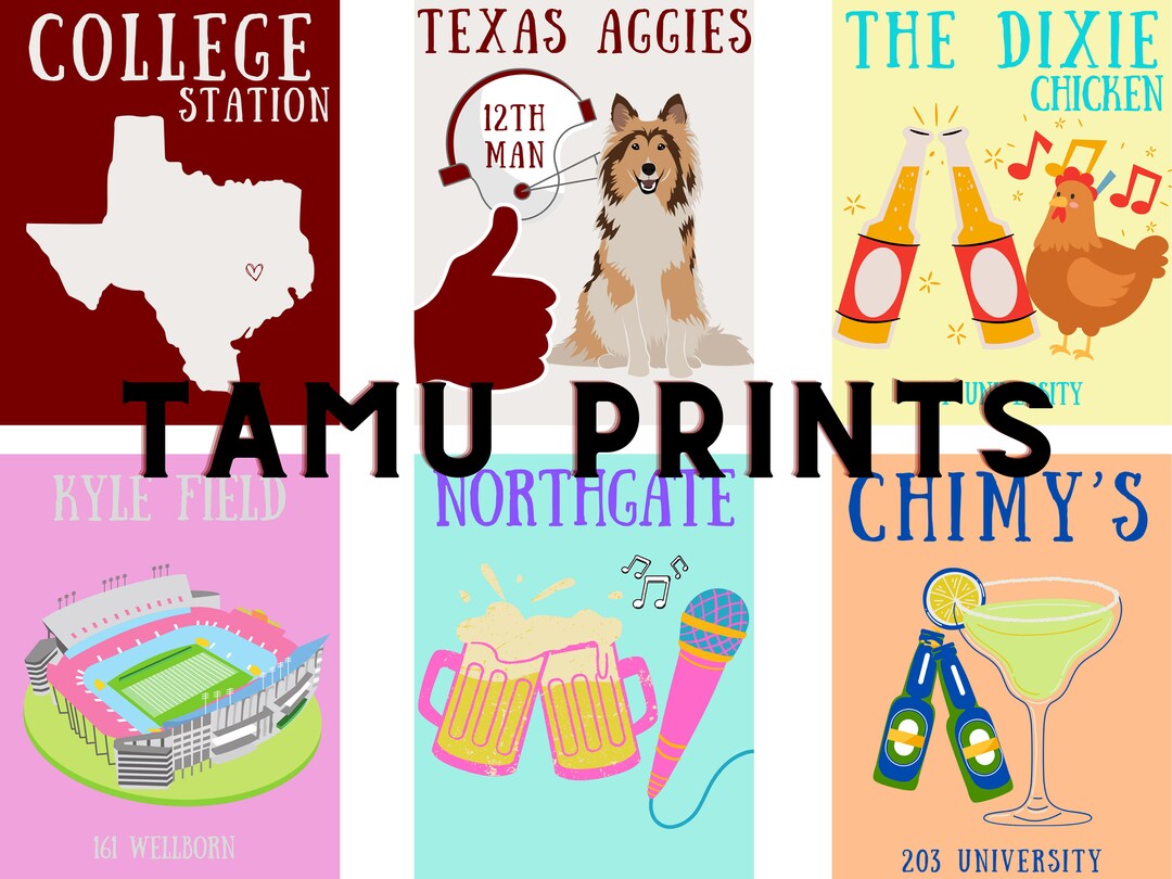 TAMU College Preppy Prints, Texas A&M Aggies Colorful Digital Prints ...