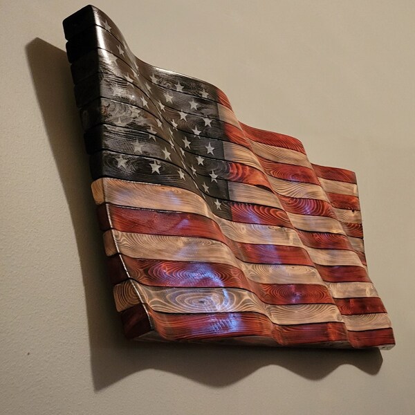 Wooden Wavy American Flag - Etsy
