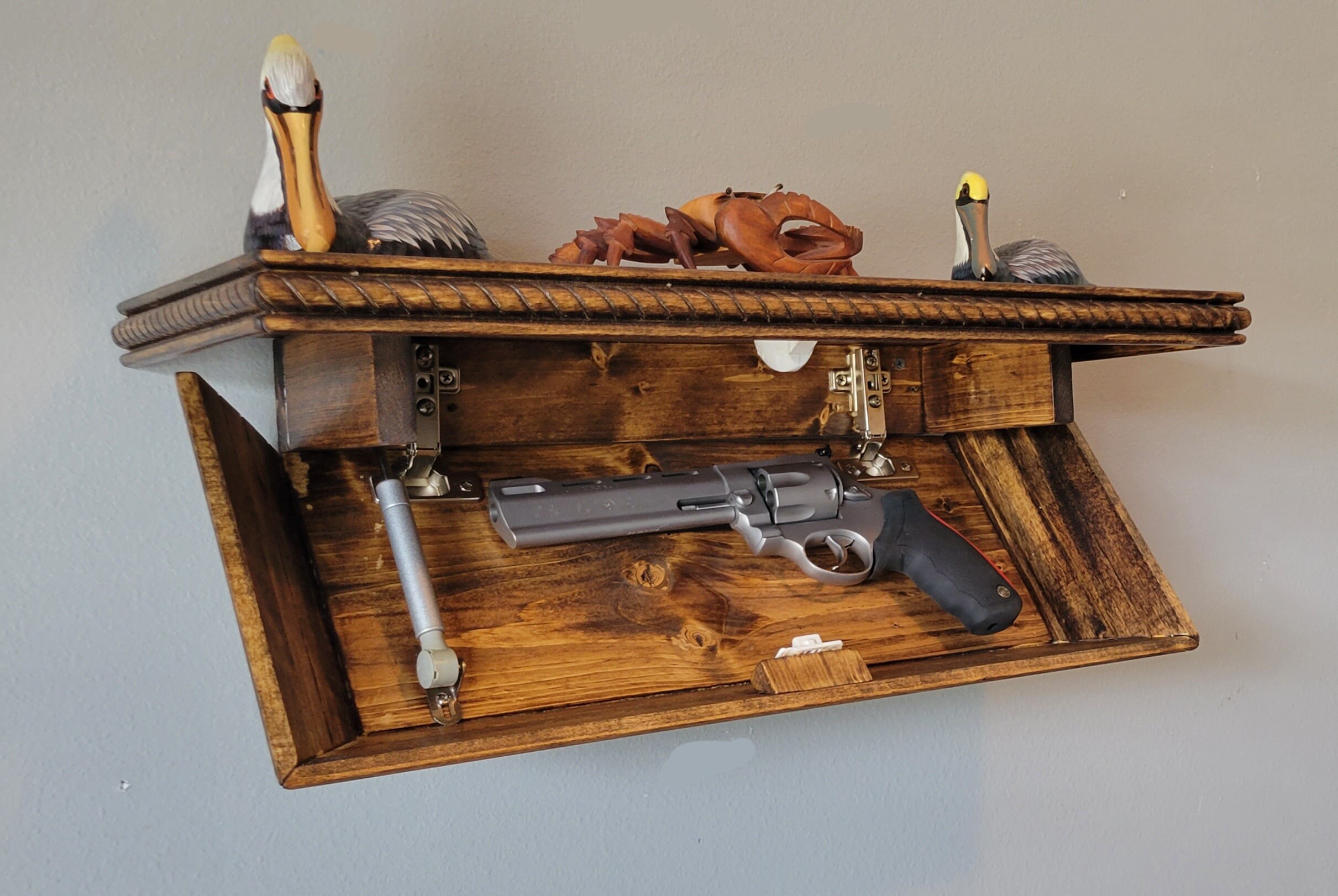 Handmade Wooden Concealed Shelf With Lock - Etsy