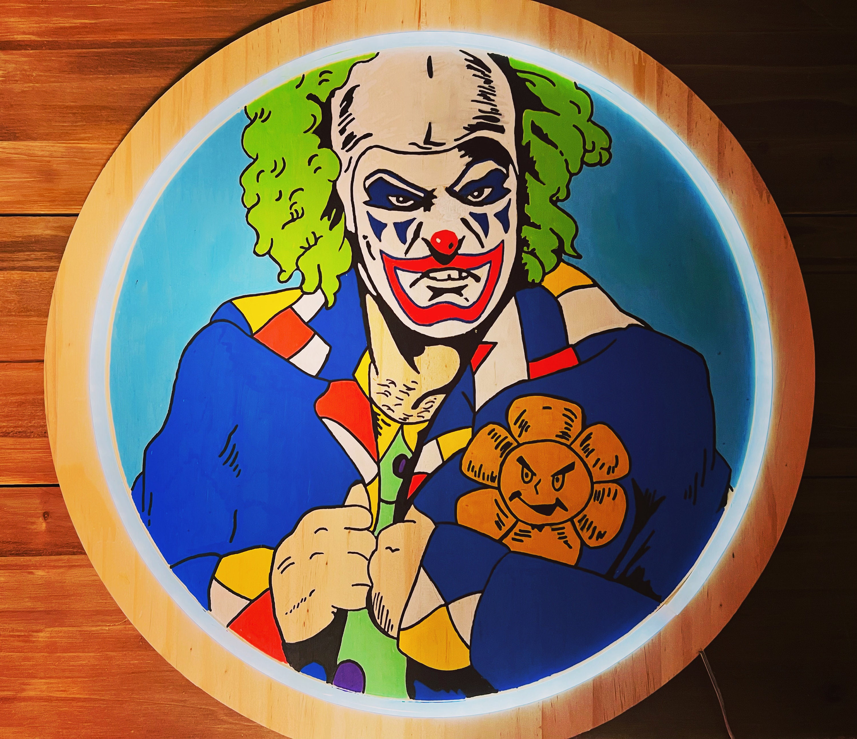 Doink the Clown Paint Pen Drawing on Wood lights Up - Etsy