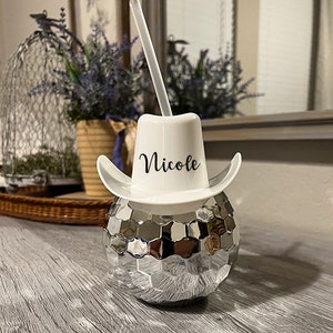 Cowboy Hat Disco Ball Cup With Straw - Custom Disco Ball Cup ...