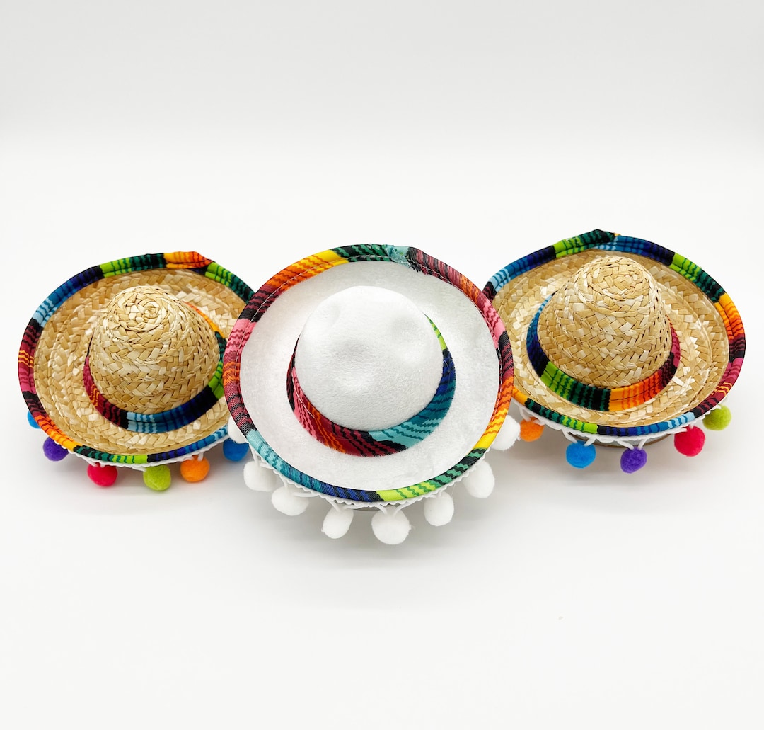 Mini Sombrero Hat - Final Fiesta - Pom Pom Hat - Bridal Party Favors ...