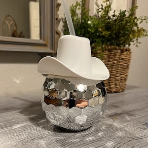Cowboy Hat Disco Ball Cup With Straw - Custom Disco Ball Cup ...