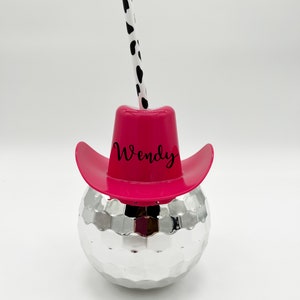 Cowboy Hat Disco Ball Cup With Straw - Custom Disco Ball Cup ...