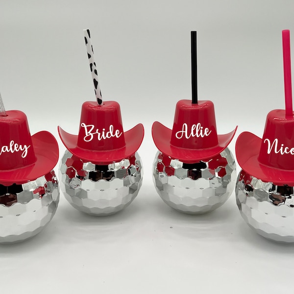 Disco Ball Straws With Cowboy Hat - Etsy