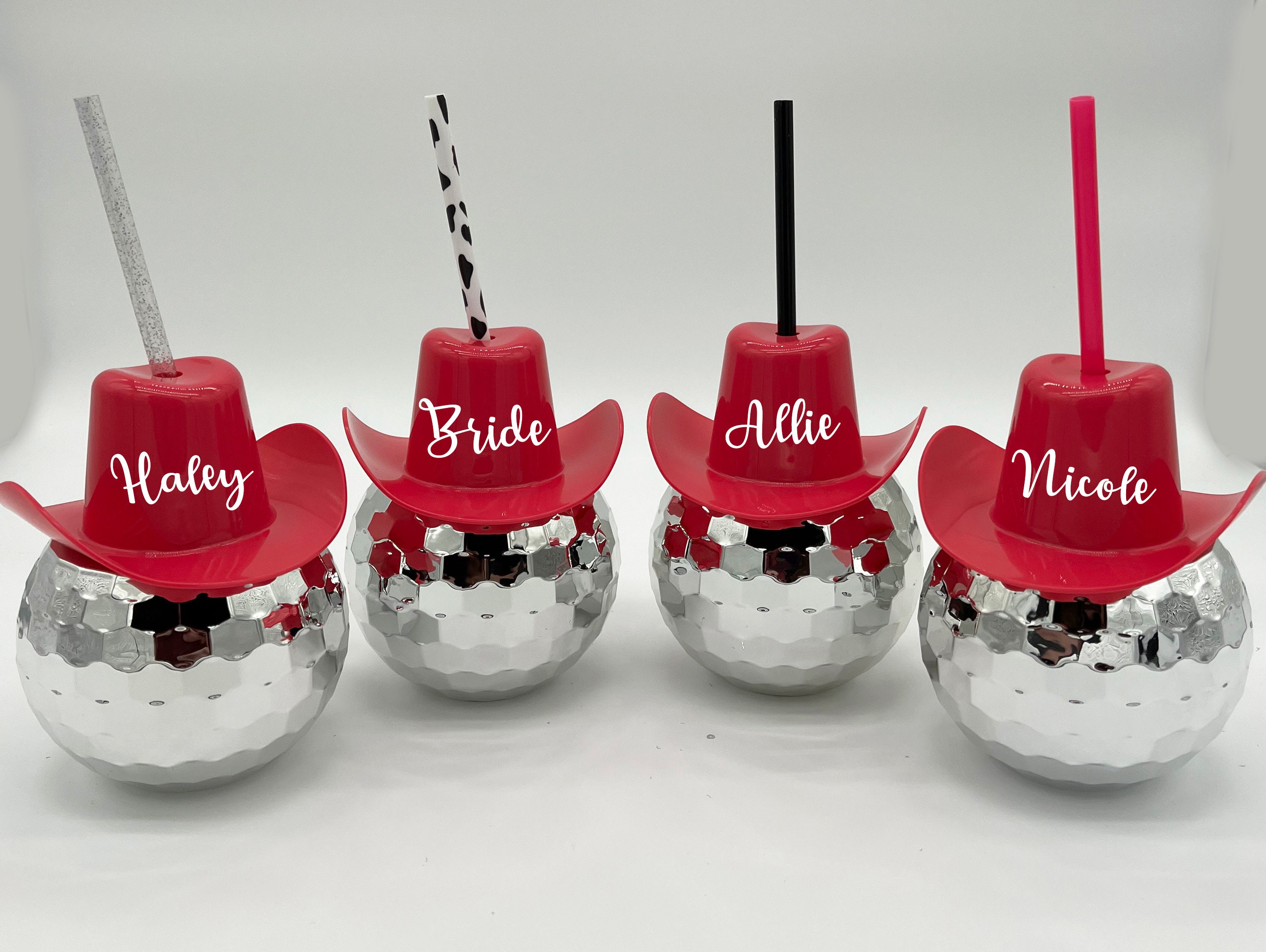 Cowboy Hat Disco Ball Cup With Straw Custom Disco Ball Cup - Etsy
