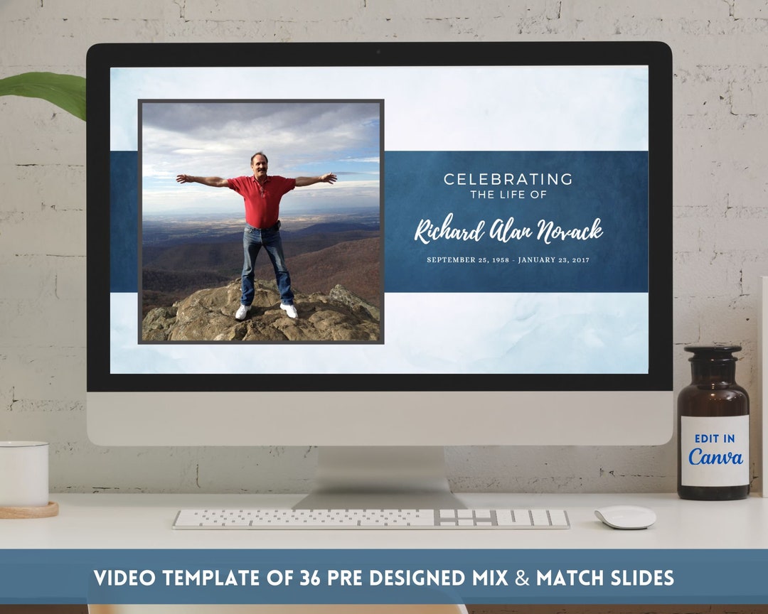 Celebration of Life Slideshow Template, Funeral Memorial Video (digital ...