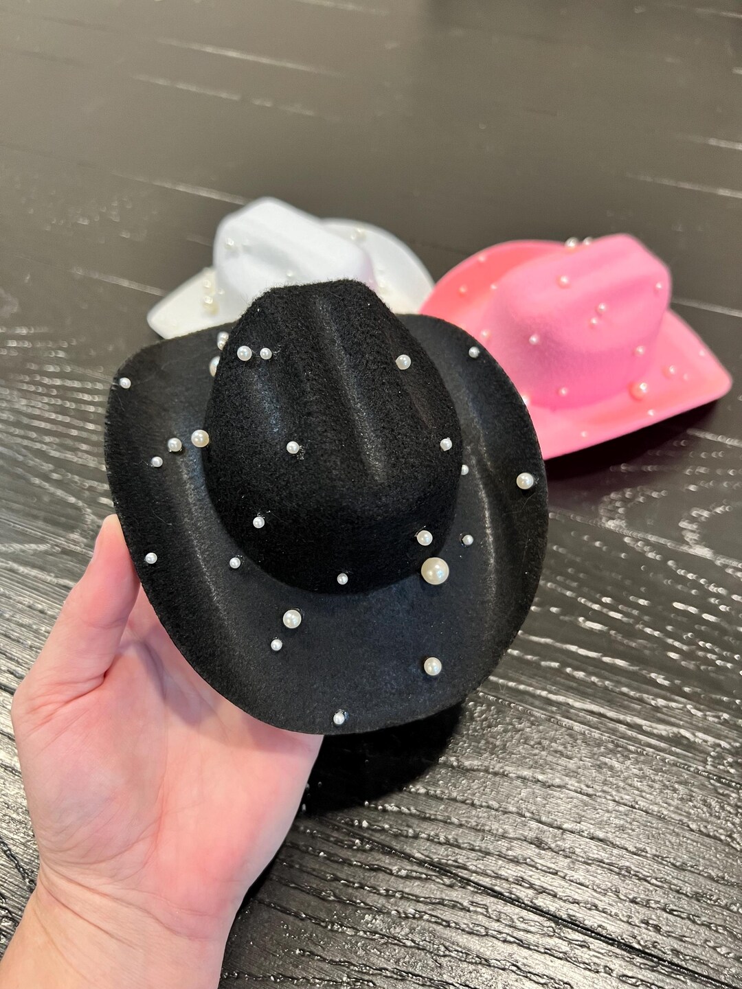 Mini Cowgirl Pearl Hat - Bridal Party Favor - Bachelorette Cowboy Hat ...