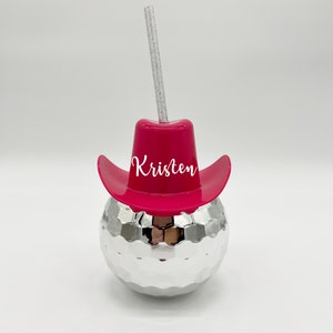 Cowboy Hat Disco Ball Cup With Straw - Custom Disco Ball Cup ...