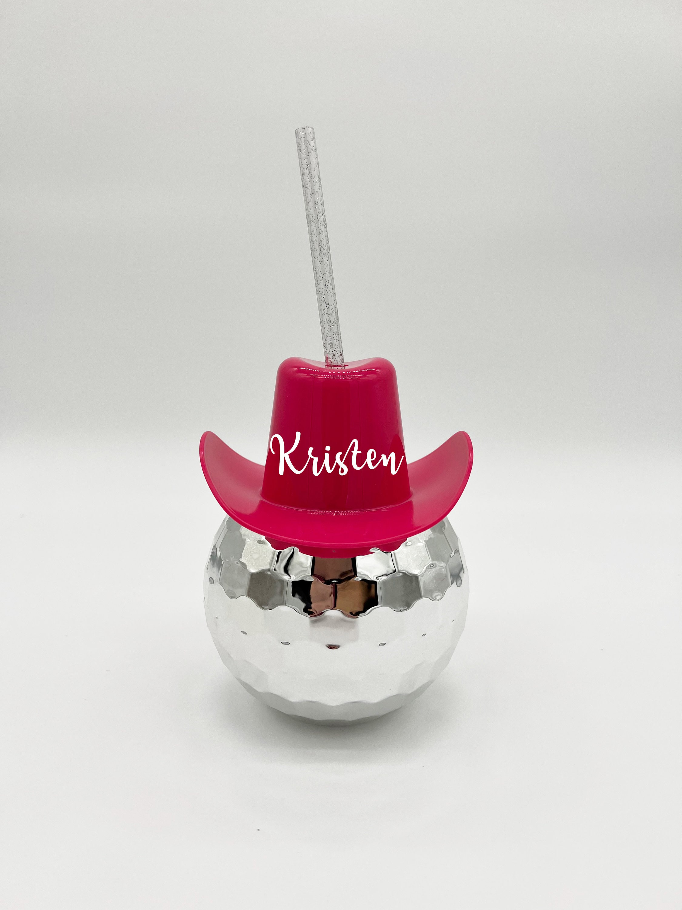Cowboy Hat Disco Ball Cup With Straw Custom Disco Ball Cup - Etsy