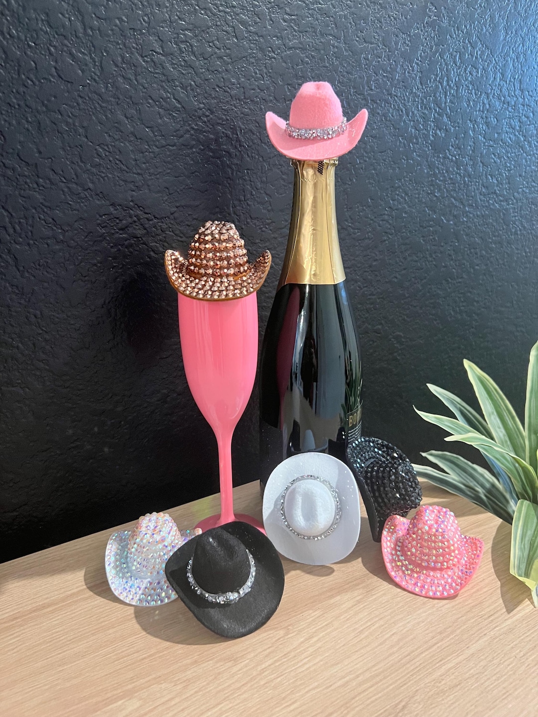 Mini Wine Bottle Cowgirl Hat - Bridal Party Favor - Bachelorette Cowboy ...