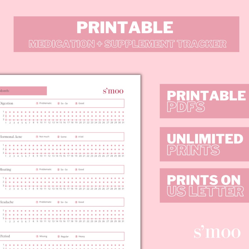 Printable PCOS Medication Supplement Tracker | Log Journal Planner ...