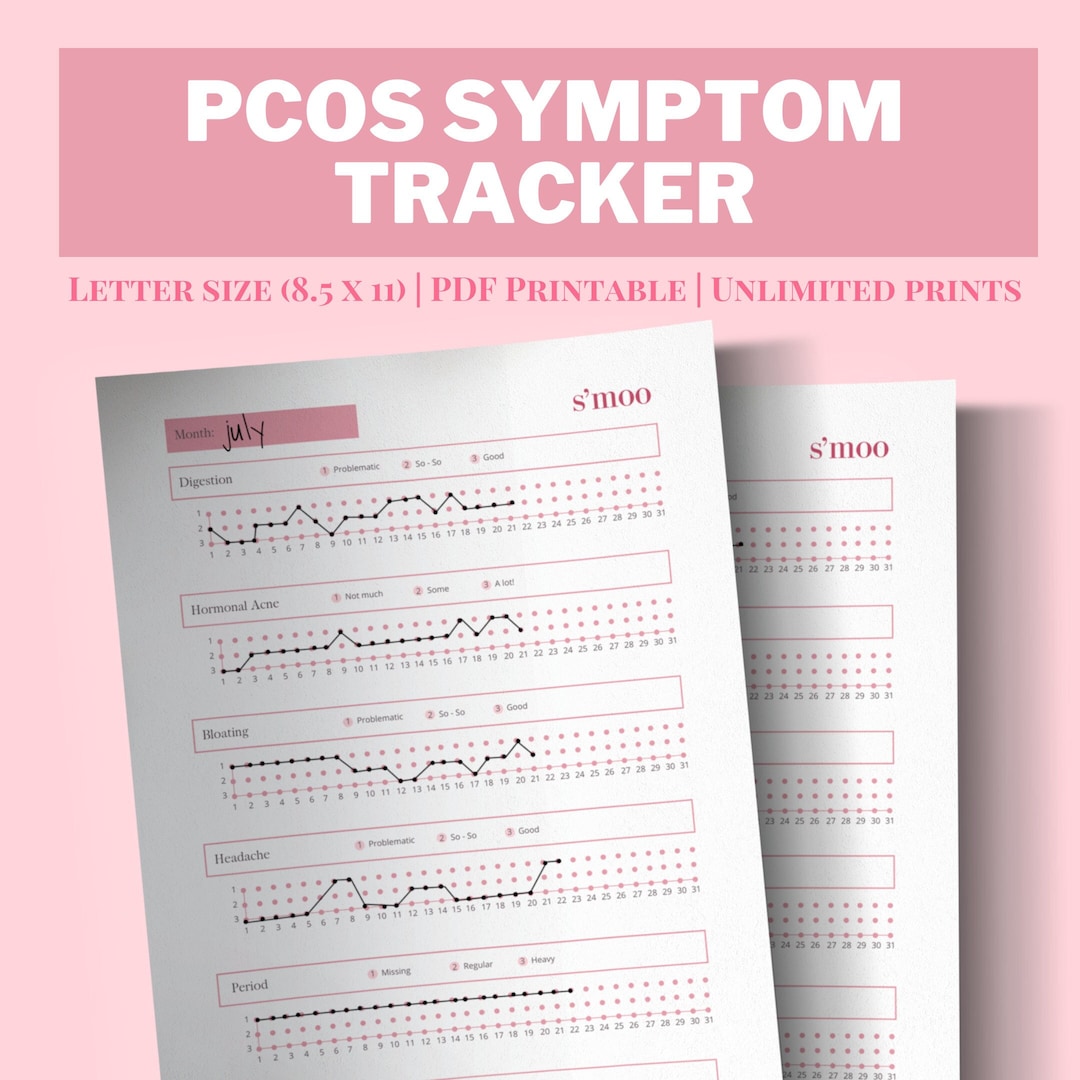 PCOS Symptom Tracker Printable | Symptom Progress Journal Planner PDF ...