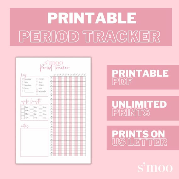 Printable Period Tracker PDF // PCOS Period Chart// Flow - Etsy Canada
