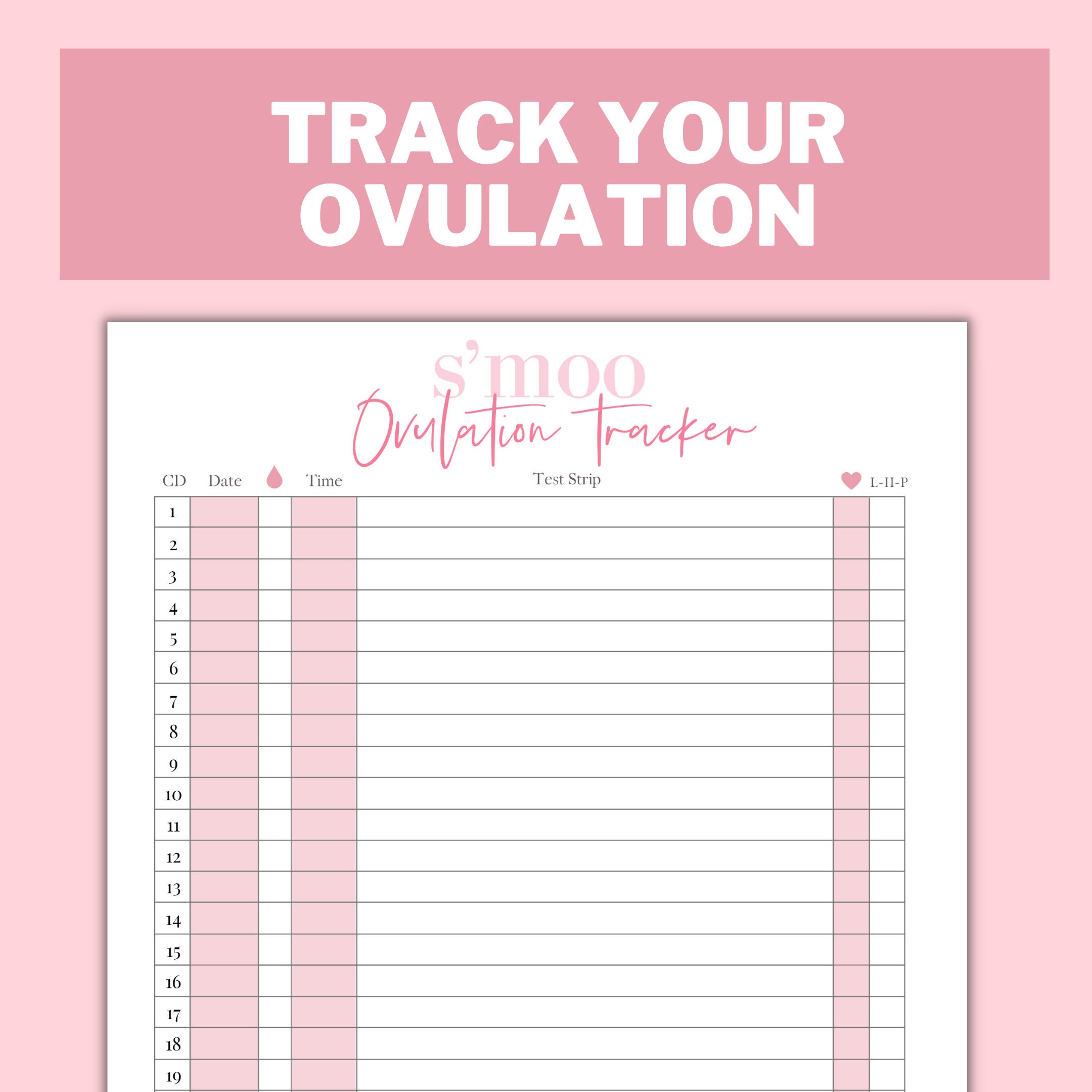 Printable Ovulation Log Tracker Digital Planner | PDF PCOS Friendly TTC Fertility Tracker ...