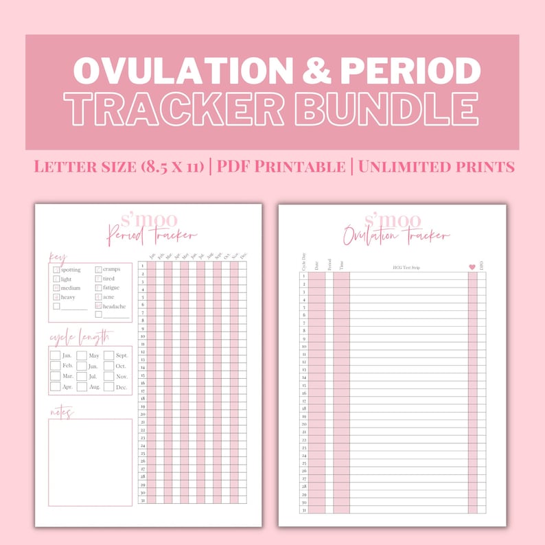Printable Ovulation & Period Tracker Bundle | Digital Tracker Set PDF ...
