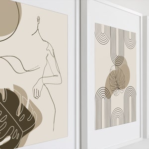Modern Gallery Wall Set of 3, Modern Line Art, Printable, Simple ...