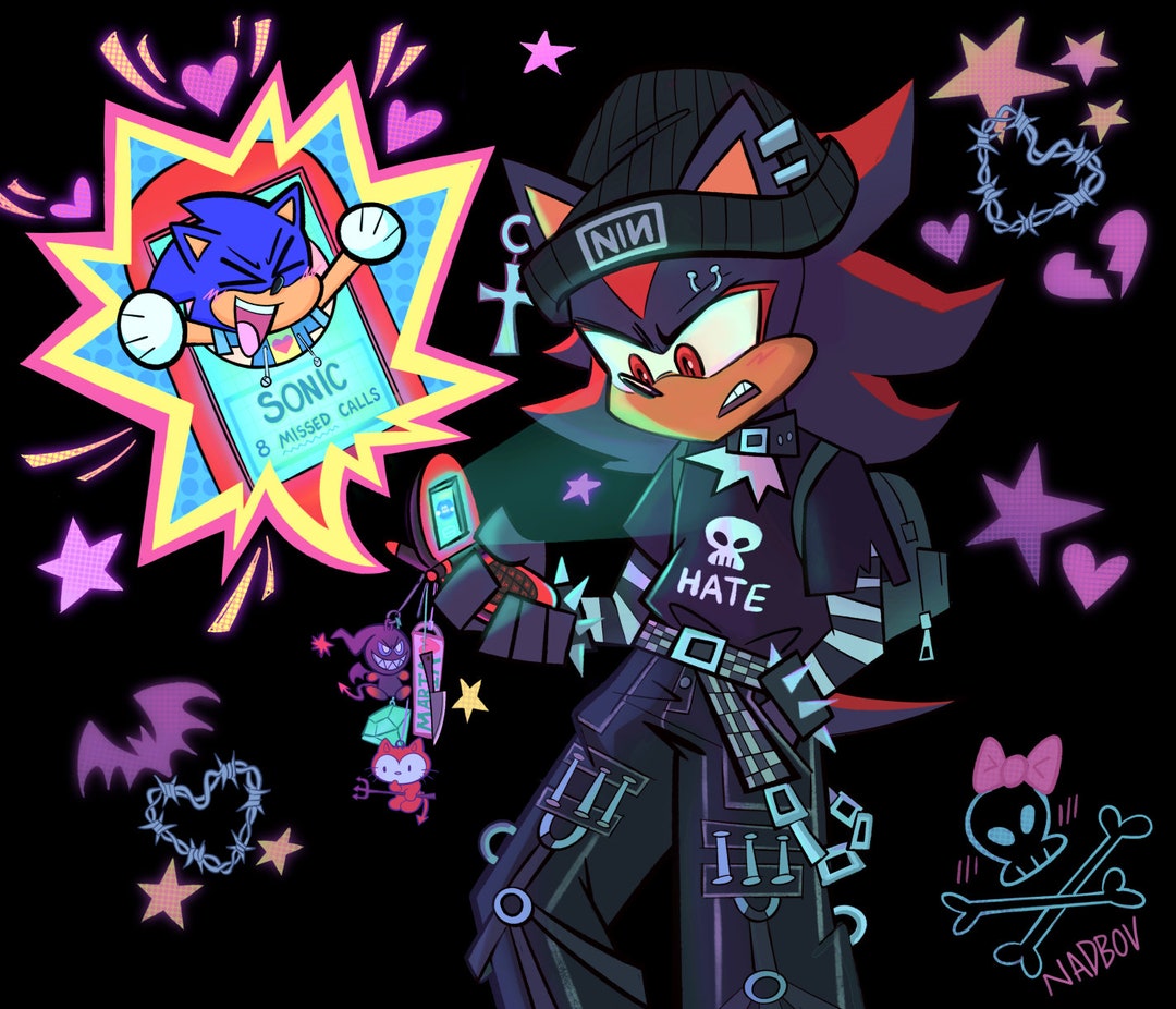 Sonic and Shadow Edgy Outfit Print - Etsy