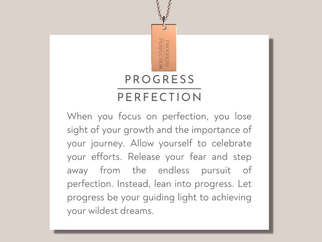 Progress Over Perfection Necklace Strength Jewelry, Progress Over Perfection Quote, Motivation ...
