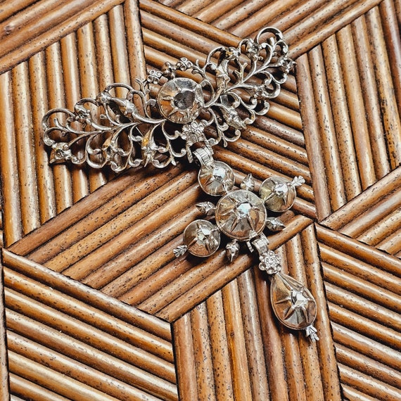 Georgian Antique Silver Collet Set Diamond Cross Pend… - Gem