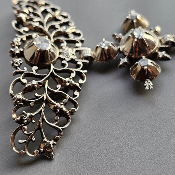 Georgian Antique Silver Collet Set Diamond Cross Pend… - Gem