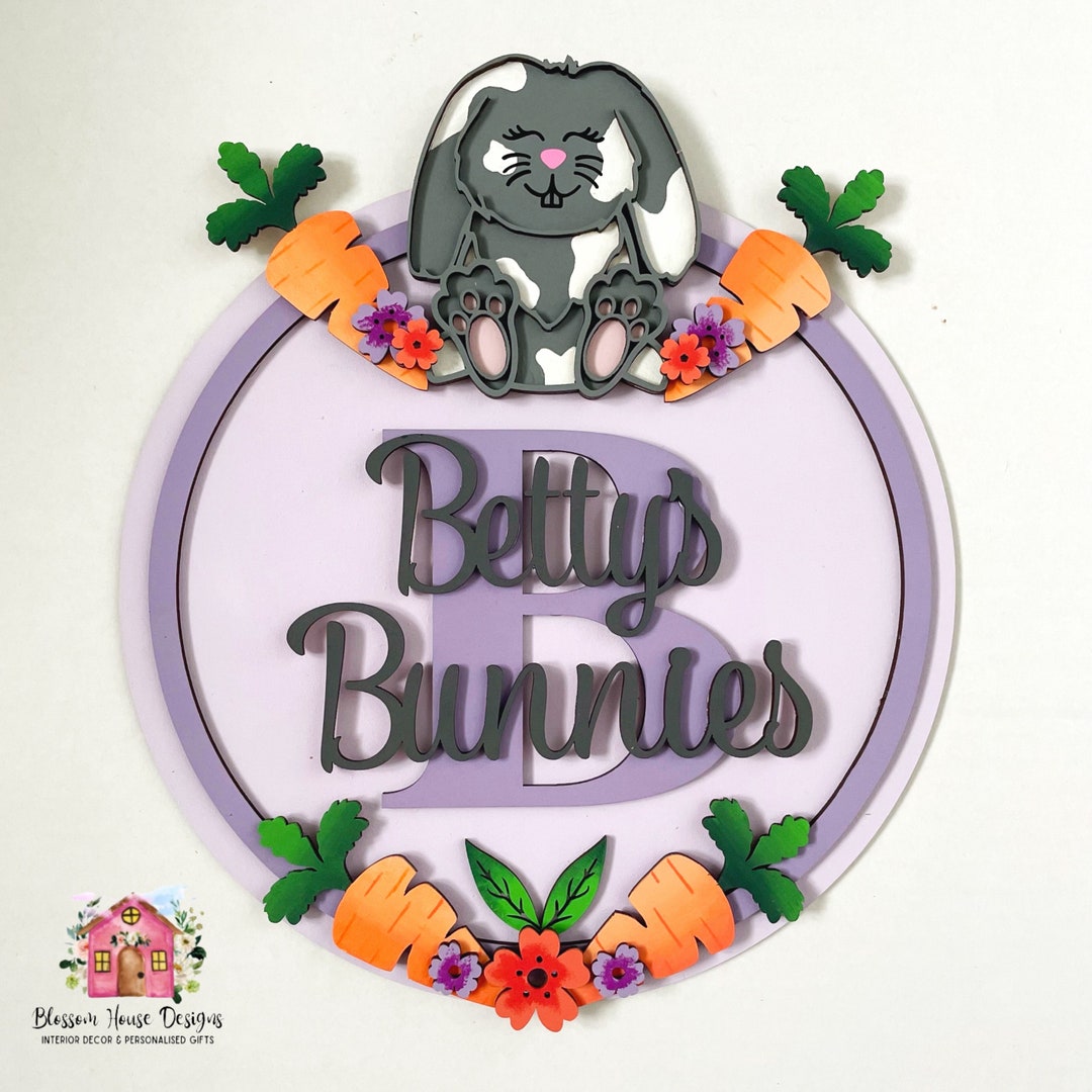 Bunny Name Sign, Rabbit Name Plaque, Custom Made Hutch Sign, Small ...