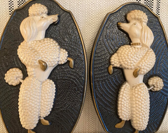 1969 Miller Studios Chalkware Poodle Plaques - Etsy