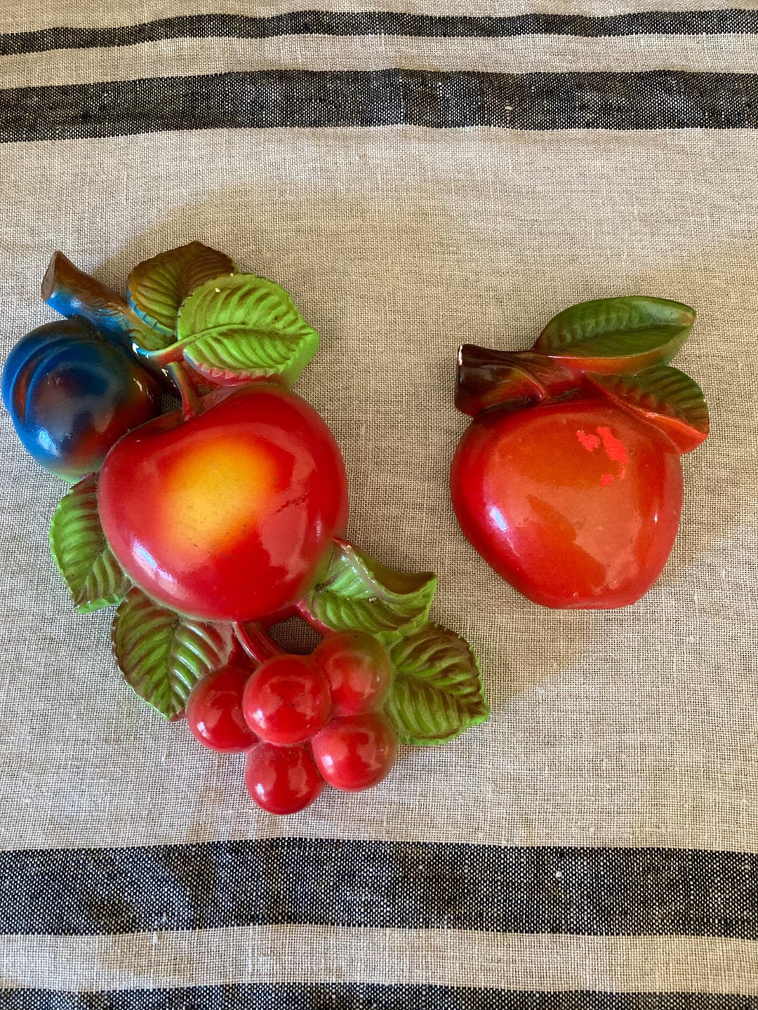 Vintage Chalkware Fruit Plaques - Etsy