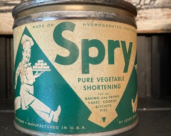 Vintage Spry Shortening Can Older Spry Tin 3 Lb. Cream and - Etsy