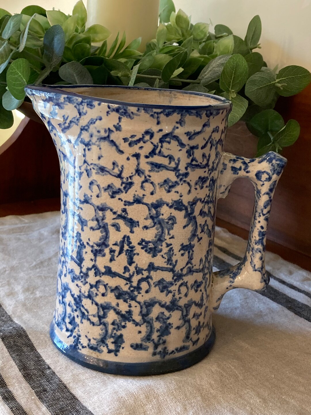 Antique Spongeware Pitcher - Etsy