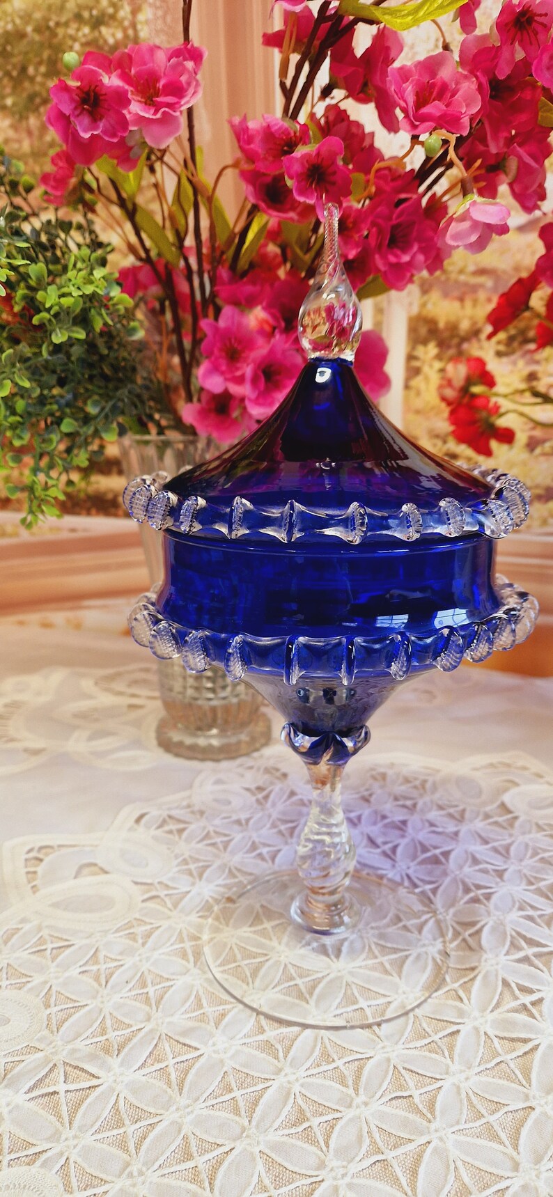 Bonboniere From the 70s Opaline in the Color Royal Blue 29 Cm - Etsy