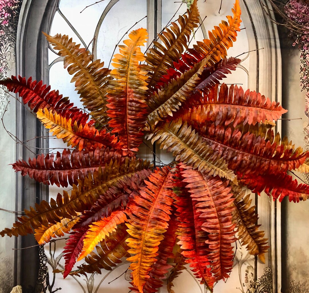 Rustic Fern Front Door Wreath, Realistic Natural Faux Boston Fern ...