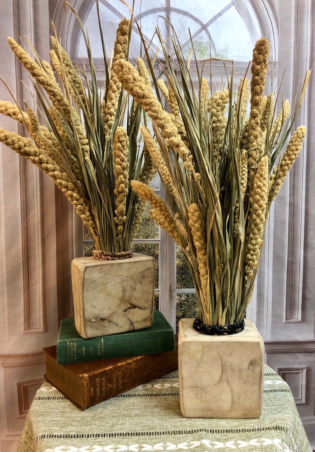 Natural Foxtail Millet Grass Bouquet Arranged in Distressed Caddy, Real ...