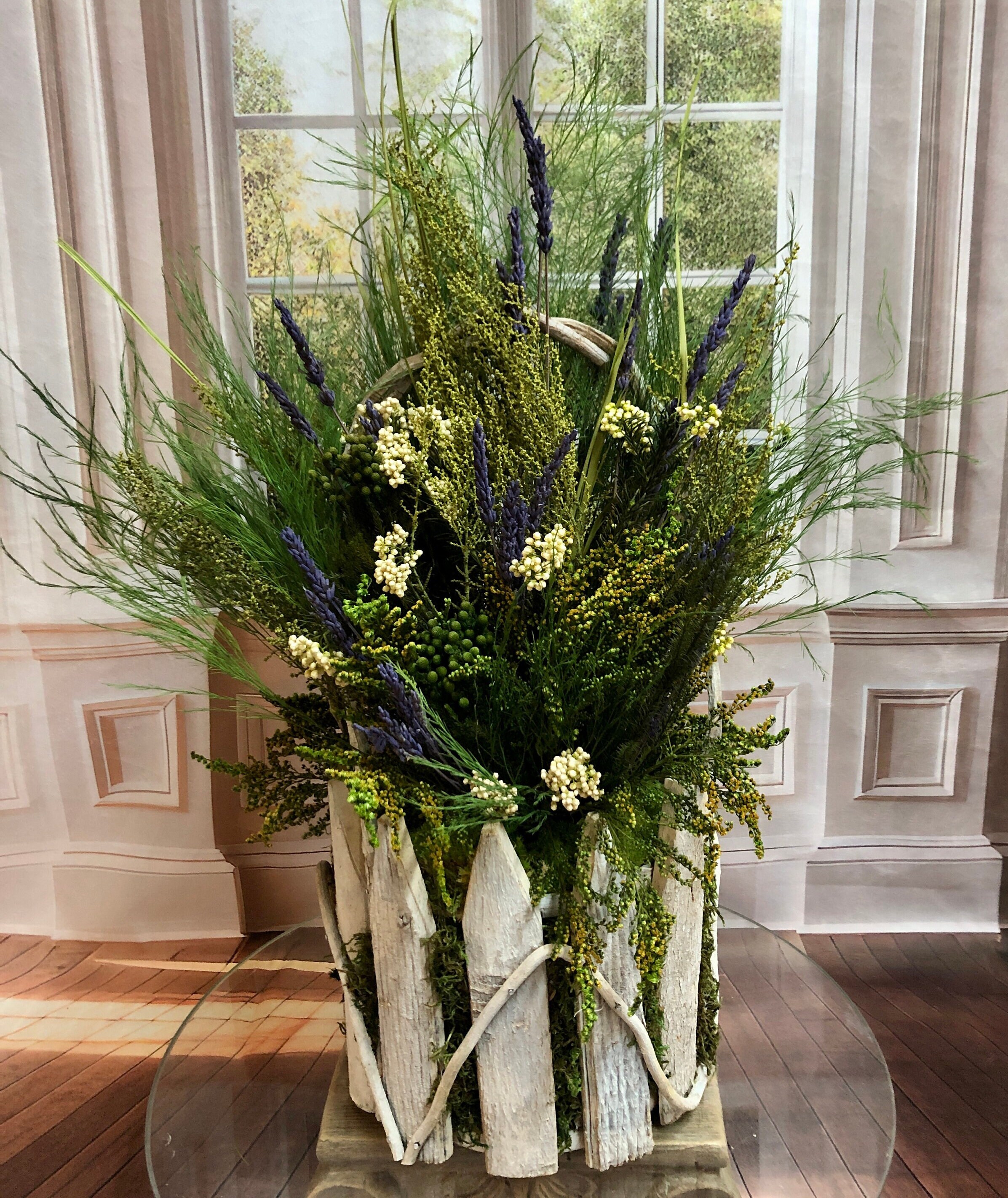 Sweet Meadows Arrangement, WW Wood Picket Base, Real Preserved Lavender ...