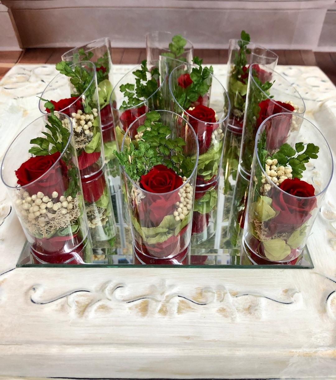 Mini Rose Cylinder, Preserved Rose Arrangement, Preserved Real Petite ...