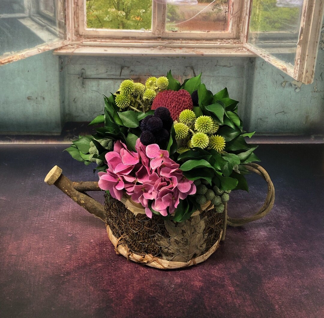 Preserved Garden Cluster Arrangement, Natural Leaf Sprinkler ...