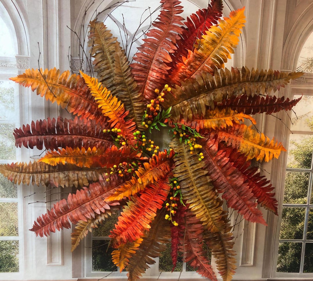 Rustic Fern & Berry Front Door Wreath, Realistic Natural Faux Fern ...