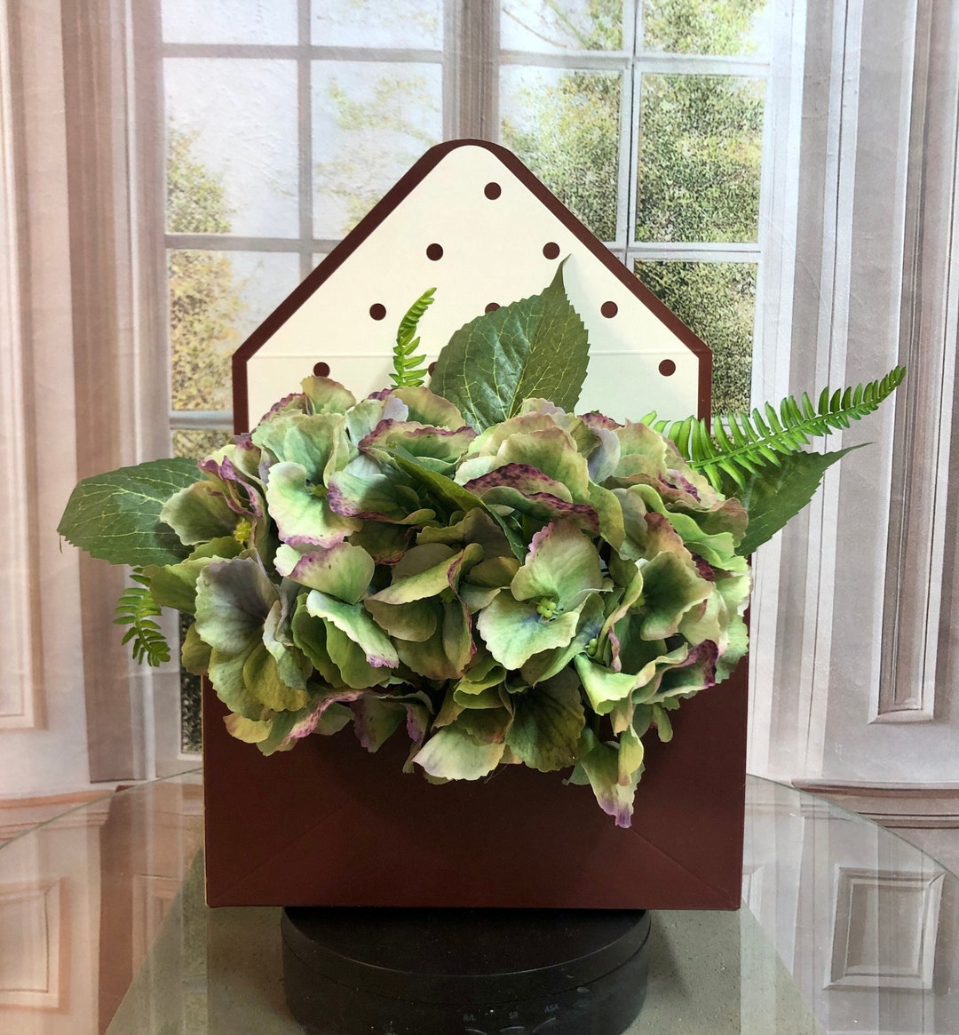 Real Touch Hydrangea Flower Box: Burgundy Envelope-style Design - Etsy