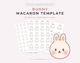 Printable Cute Bunny Macaron Template - Etsy
