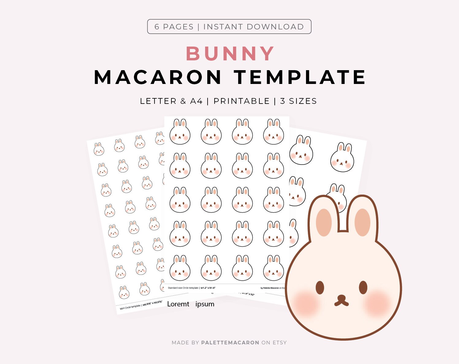 Printable Bunny Macaron Template - Etsy