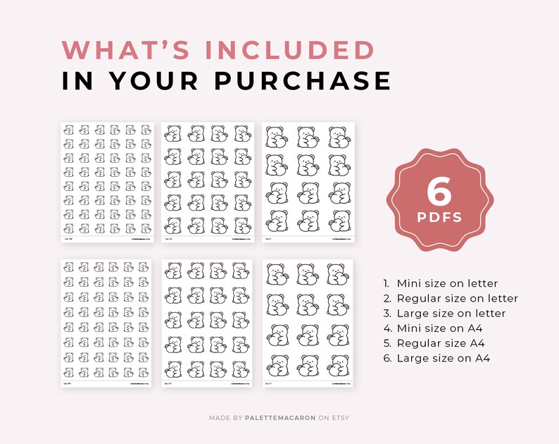 Peach Bear Printable Macaron Template - Etsy