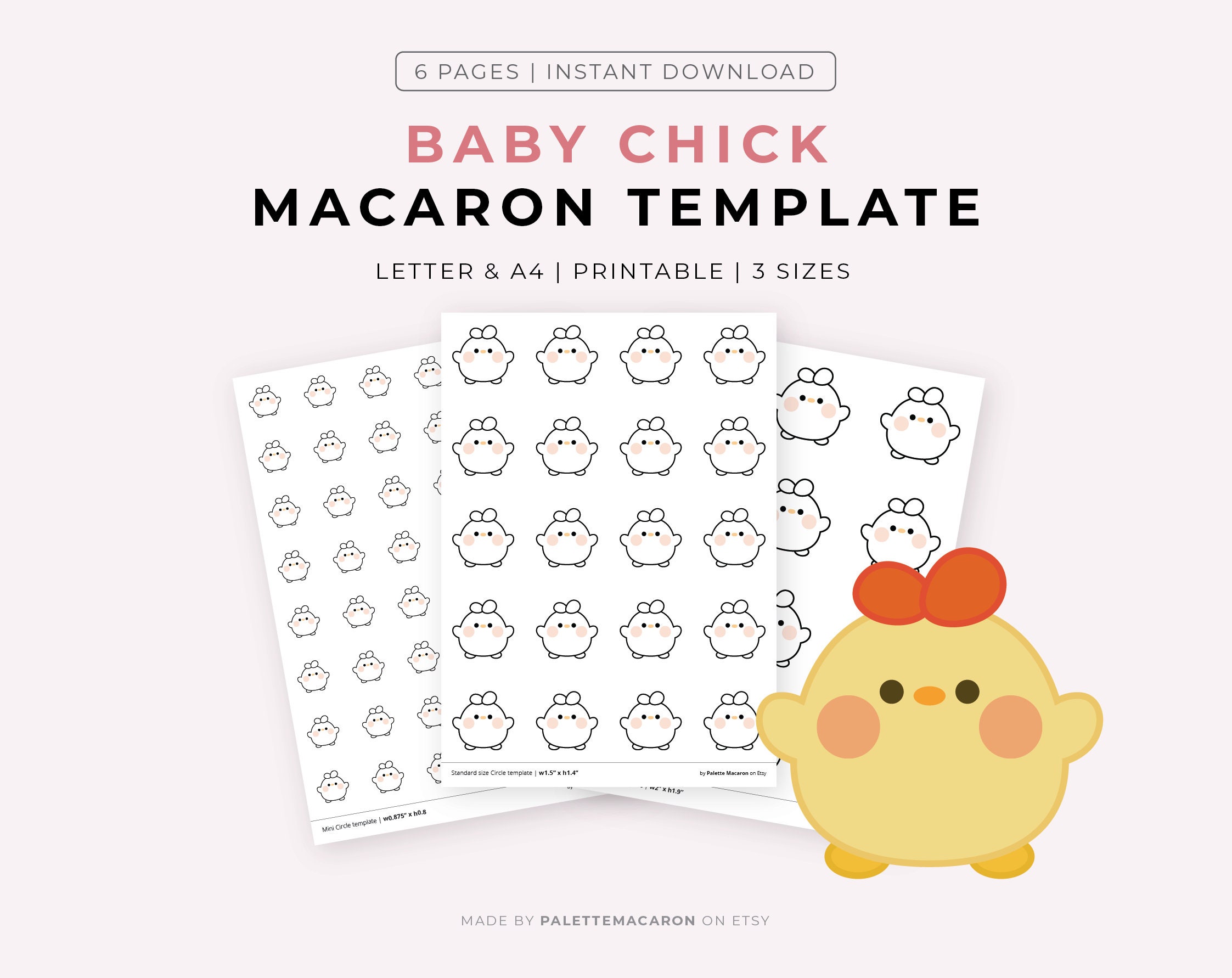 Printable Baby Chick Macaron Template - Etsy
