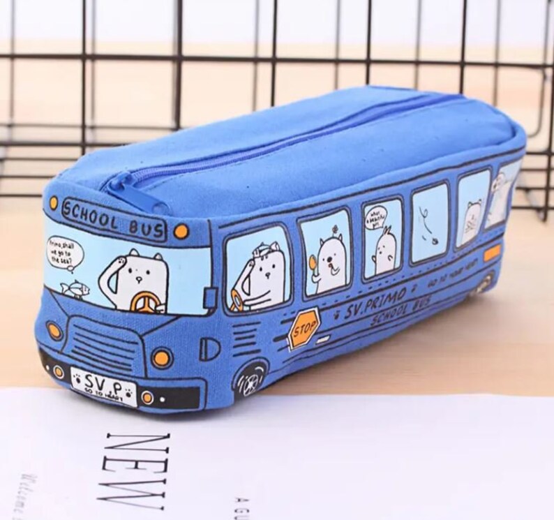 Cute School Bus Pencil Case Large Capacity Canvas Stationery - Etsy