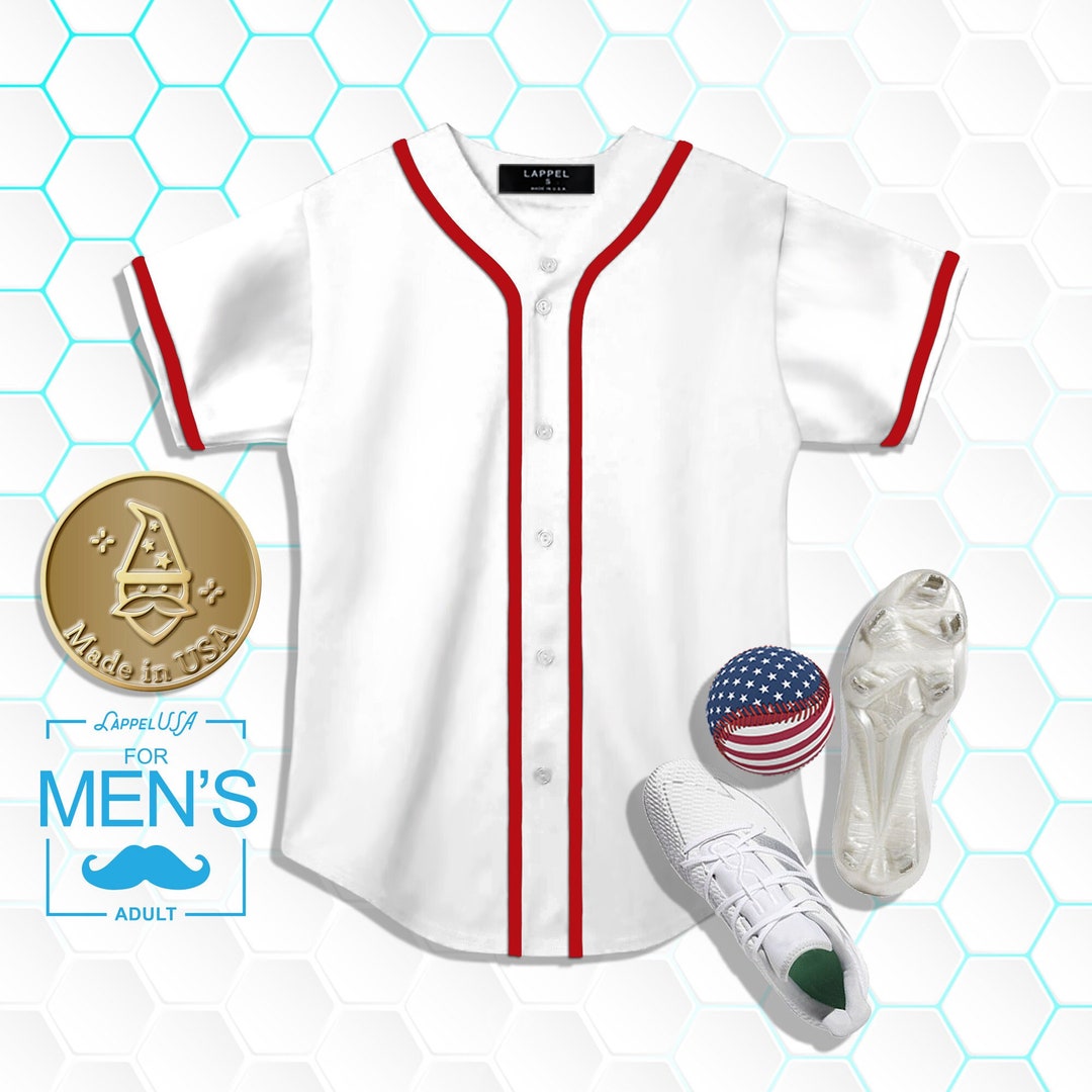 Men's Baseball Button Down Jersey College Sports Team Uniforms Size up ...