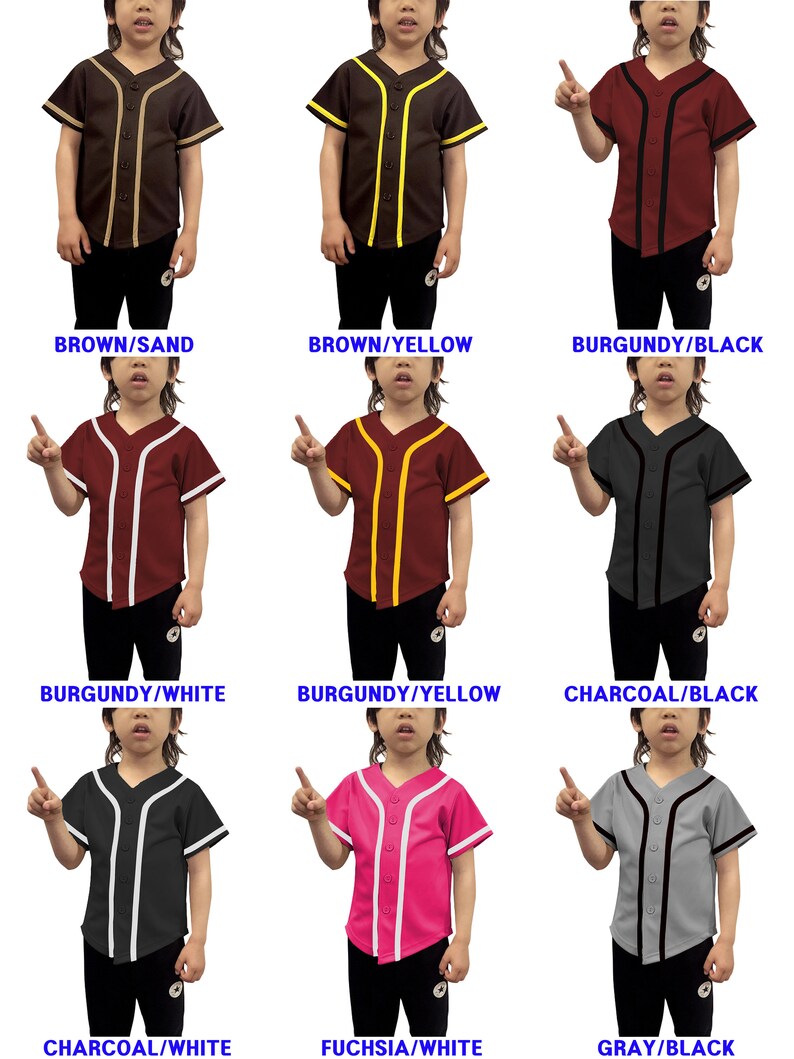 Kids & Youth Baseball Button Down Jersey League Sports Team - Etsy