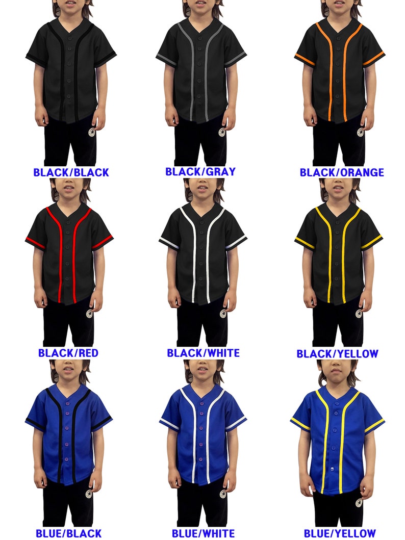 Kids & Youth Baseball Button Down Jersey League Sports Team - Etsy