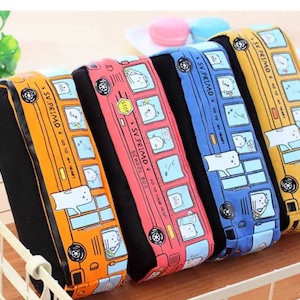Cute School Bus Pencil Case, Large Capacity Canvas Stationery Box, Best ...